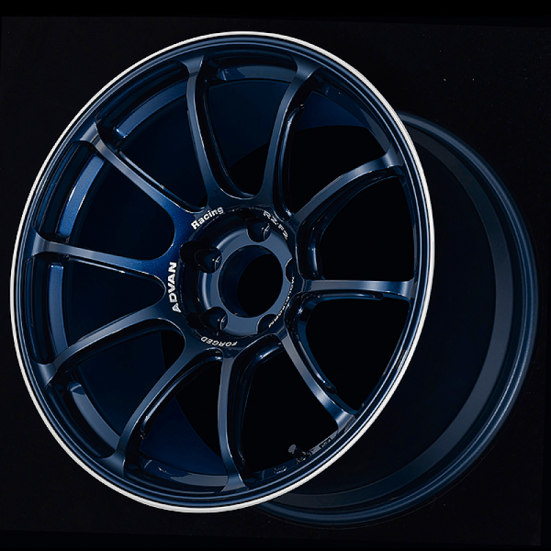 Advan RZ-F2 18x10.5 +15 5-114.3 Racing Titanium Blue and Ring Wheel ...